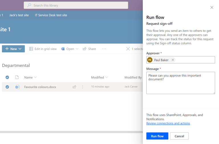 How can I set up a ‘Request sign-off’ automation using SharePoint ...